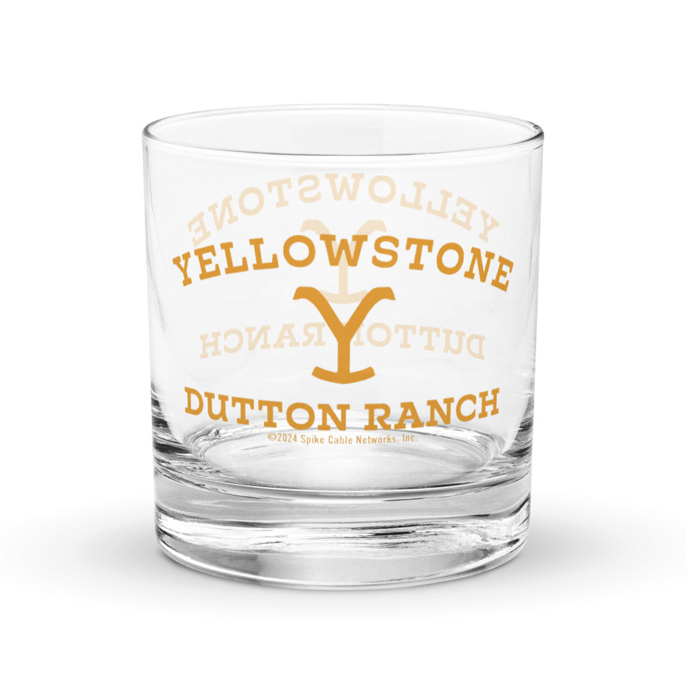 Yellowstone Dutton Ranch Logo Rocks Glass