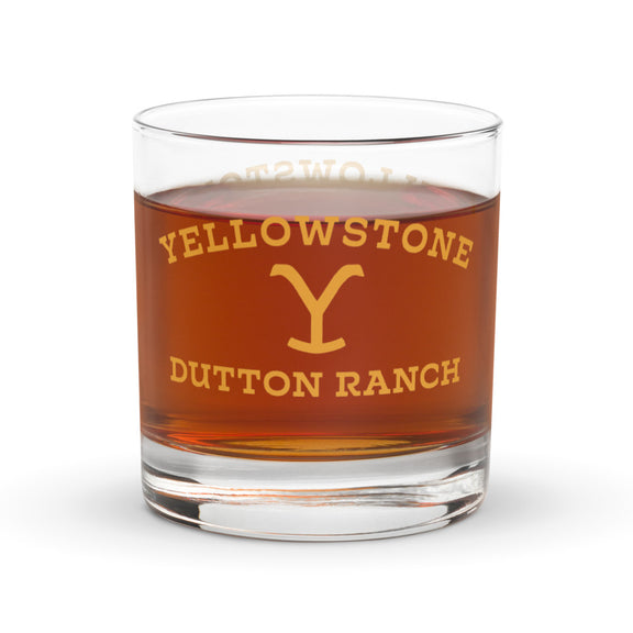 Yellowstone Dutton Ranch Logo Rocks Glass